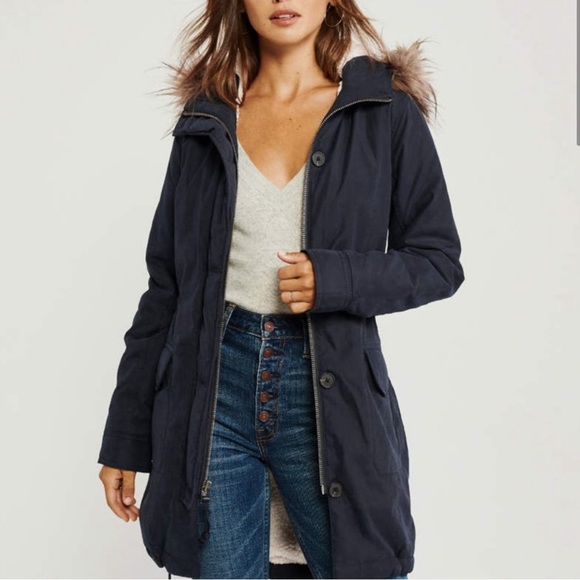 Abercrombie & Fitch | Jackets & Coats | Womens Abercrombie Fitch Navy Blue Parka Jacket | Poshmark